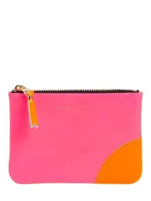 Comme Des Garçons Super Fluo Leather Zip Pouch - Pink Yellow