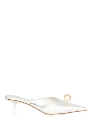 JIMMY CHOO 50mm Pearl-embellished Pointed-toe Mules - Neutrals