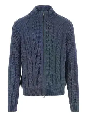 Tagliatore Cable-knit Zip-up Cardigan - Blue