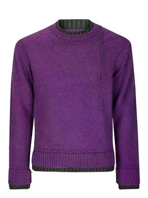Sacai Double-ribbed Wool Knit Sweater - Purple