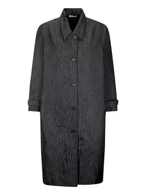 STEFANO MORTARI Textured Buttoned Trench Coat - Black