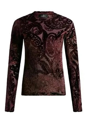 Etro Paisley-jacquard Velvet Blouse - Brown