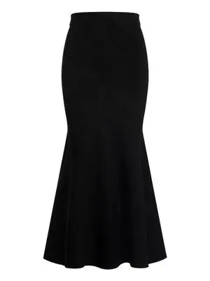Patou Fishtail Wool Maxi Skirt - Black