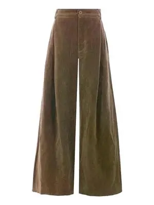 UMA WANG Dart-detail Velvet Trousers - Brown