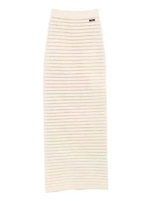 Elisabetta Franchi Knitted Striped Long Skirt - Neutrals
