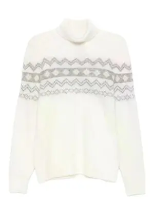 Eleventy Jacquard Turtleneck Sweater - Neutrals