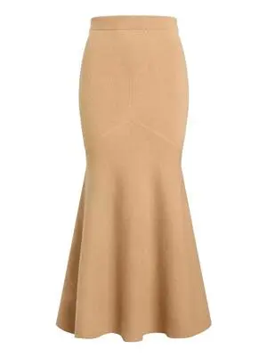 Patou Fishtail Wool Skirt - Brown
