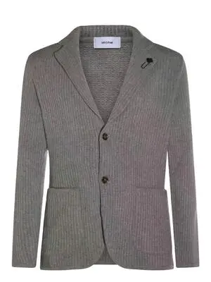 LARDINI Ribbed Cardigan - Grey