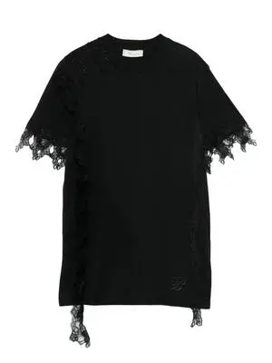Blumarine Lace-trimmed Short-sleeve Top - Black