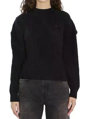 Balenciaga Cable-knit Logo Sweater - Black