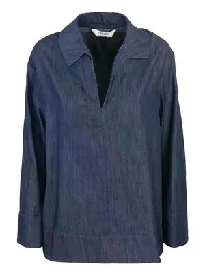 Max Mara Denim Collared Top - Blue