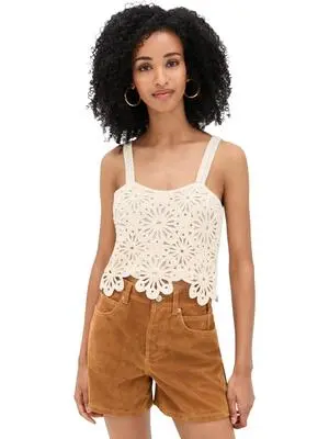 LE BOP Crochet Floral Tank - Antique White