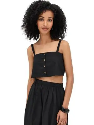 LE BOP Poplin Martha Top - Black