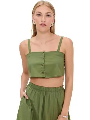 LE BOP Poplin Martha Top - Olive