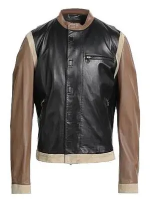 Dolce & Gabbana Jacket In Lambskin, Cotton, Polyamide, And Elastane - Black