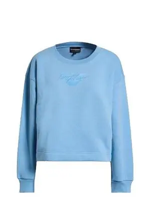 Emporio Armani Sweatshirt In Light Organic Cotton Blend - Blue