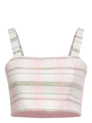 LIU •JO Multicolor Tweed Crop Top - Pink