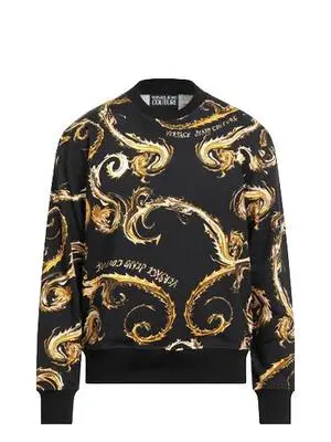 Versace Cotton Sweatshirt With Multicolor Print - Black
