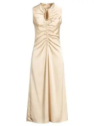 Sandro Satin Maxi Dress - Beige