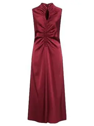 Sandro Maxi Flared Satin Dress - Red