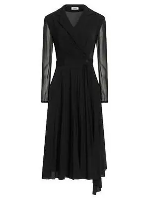 Sandro Midi Wrap Dress - Black