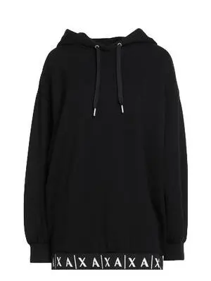 Armani Exchange Hooded Sweatshirt With Knitted Trims - Black