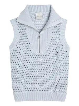 Varley Bains Half Zip Open-knit Vest - Blue