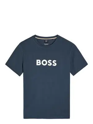 BOSS Logo-printed Cotton T-shirt Navy