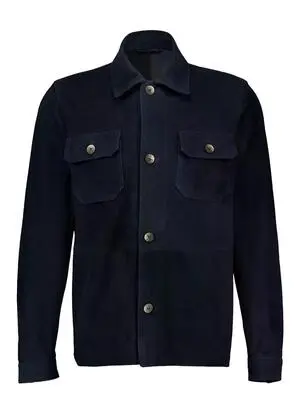 Frescobol Carioca Ravi Flap-pocket Suede Overshirt - Blue