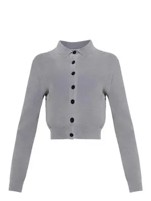 Alexander Wang Long Sleeve Cropped Polo Cardigan - Grey