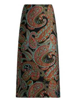 Etro Paisley Jacquard Midi Skirt - Black
