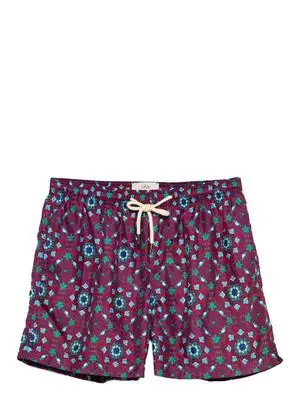 PENINSULA SWIMWEAR Patterned Drawstring Swim Shorts - Purple