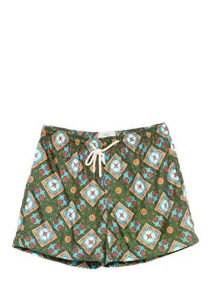 PENINSULA SWIMWEAR Patterned Drawstring Swim Shorts - Green
