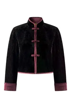 Shanghai Tang Velvet Button-fastening Jacket - Black