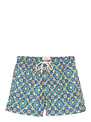 PENINSULA SWIMWEAR Patterned Drawstring Swim Shorts - Blue