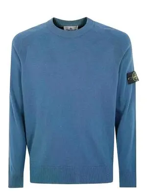 Stone Island Raglan-sleeves Logo-patch Sweater - Blue