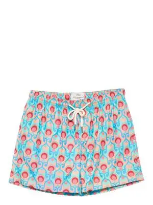 PENINSULA SWIMWEAR Patterned Drawstring Swim Shorts - Red
