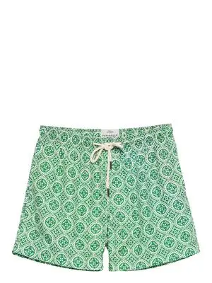 PENINSULA SWIMWEAR Patterned Drawstring Swim Shorts - Green