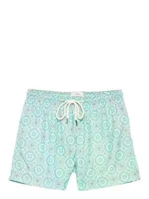 PENINSULA SWIMWEAR All-over Print Drawstring Swim Shorts - Green