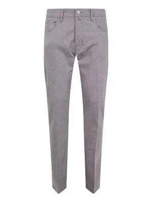 Jacob Cohen Wool Trousers With Embroidered Pocket - Grey