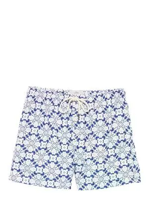 PENINSULA SWIMWEAR Patterned Drawstring Swim Shorts - Blue