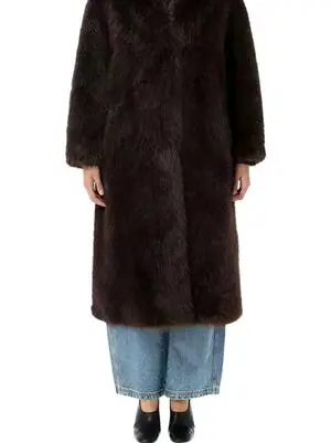 SWORD 6644 Longline Faux-fur Coat - Brown