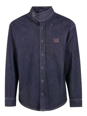 Emporio Armani Stand-collar Denim Shirt - Blue