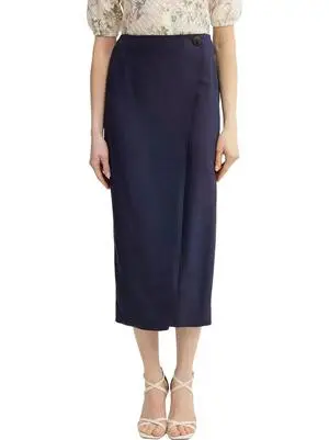 Luisa Spagnoli Wrap-front Midi Skirt - Blue
