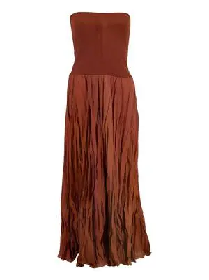 Johanna Ortiz Ribbed-waist Pleated Maxi Skirt - Red