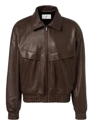 Saint Laurent Leather Bomber Jacket - Brown