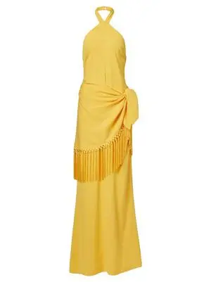 TALLER MARMO Meteora Open-back Crêpe Cady Gown - Yellow