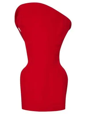 Magda Butrym Asymmetric Cotton-blend Mini Dress - Red