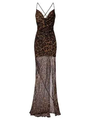 Blumarine Leopard-print Silk Maxi Dress - Multicoloured