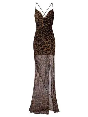 Blumarine Leopard-print Silk Maxi Dress - Multicoloured